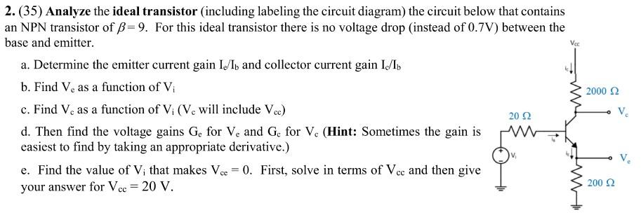 Solved 2. (35) Analyze the ideal transistor (including | Chegg.com