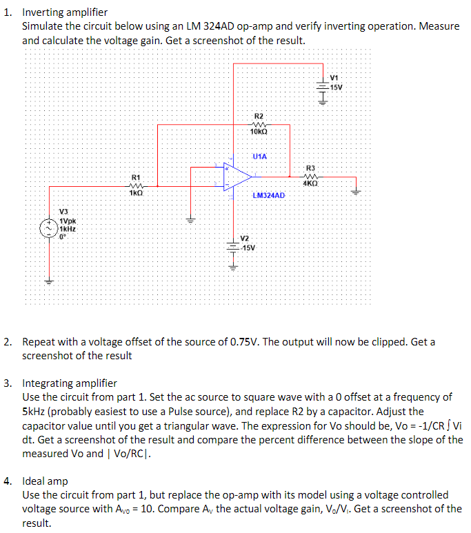 Solved 1 Inverting Amplifier Simulate The Circuit Below