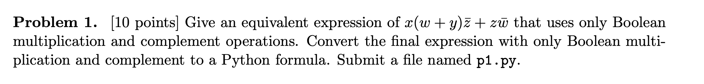 Solved Problem 1 10 Points Give An Equivalent Expression 1647