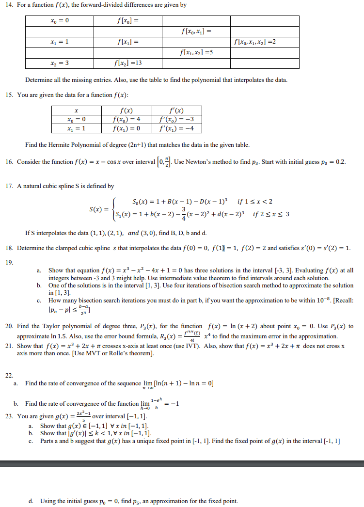 Solved For a function f(x), ﻿the forward-divided differences | Chegg.com