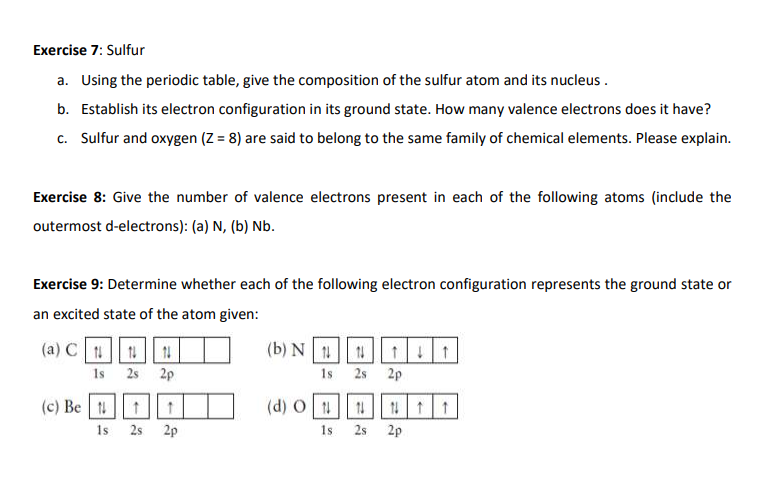 Solved Exercise 7: Sulfur a. Using the periodic table, give | Chegg.com