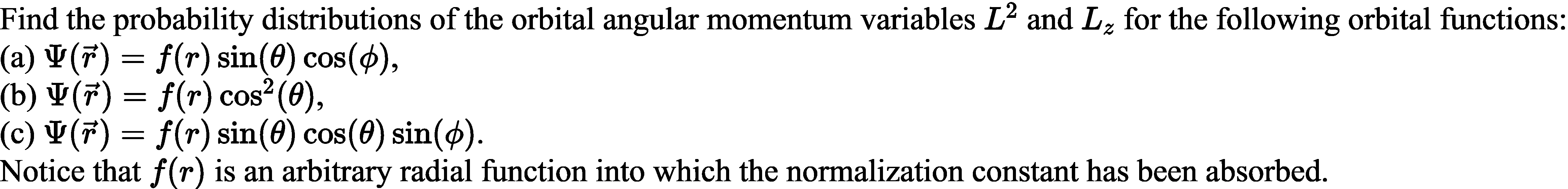 Solved Find the PROBABILITY distributions of the orbital | Chegg.com