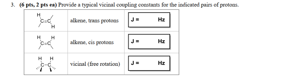 Solved 3. (6 pts, 2 pts ea) Provide a typical vicinal | Chegg.com