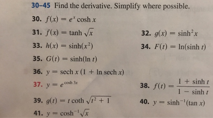 Solved Find the derivative. Simplify where possible. f(x) | Chegg.com