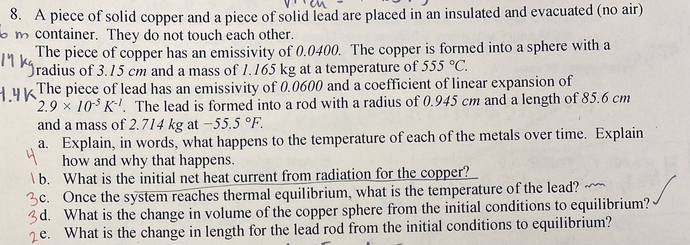 8. A piece of solid copper and a piece of solid lead | Chegg.com