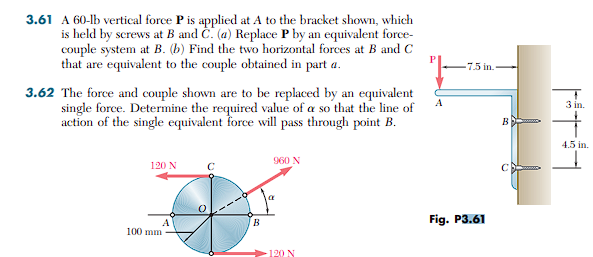 Solved 3.61 A 60-lb vertical force P is applied at A to the | Chegg.com