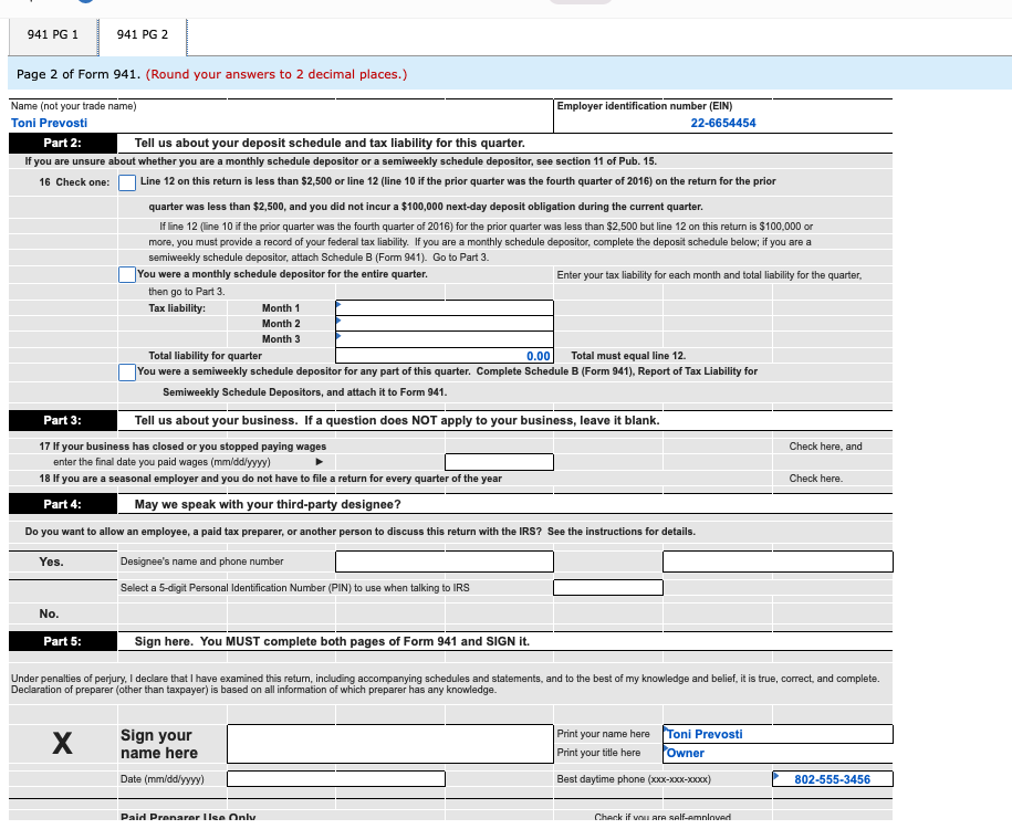 Solved The first quarter tax return needs to be filed for | Chegg.com
