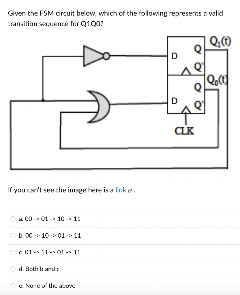 Solved Given the FSM circuit below, which of the following | Chegg.com