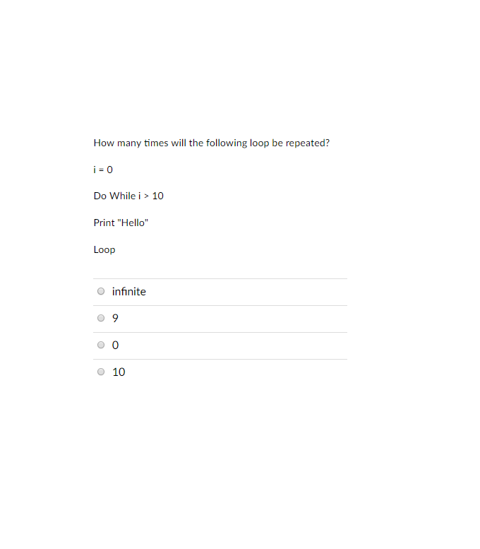 Solved How many times will the following loop be repeated? | Chegg.com