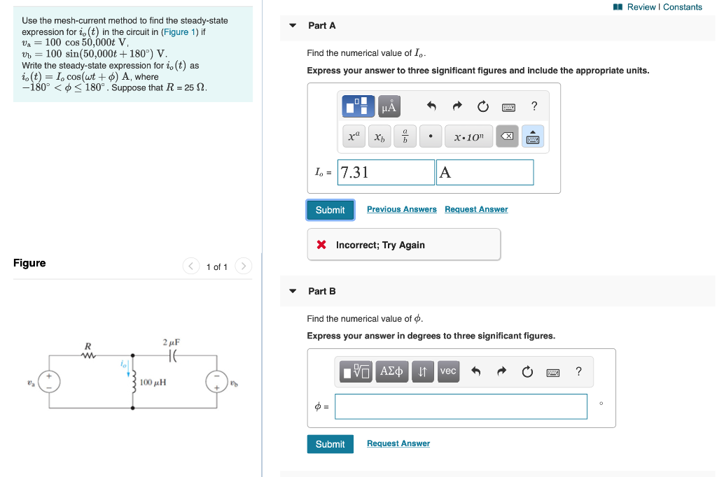 Solved Review Constants Part A Use the mesh-current method | Chegg.com