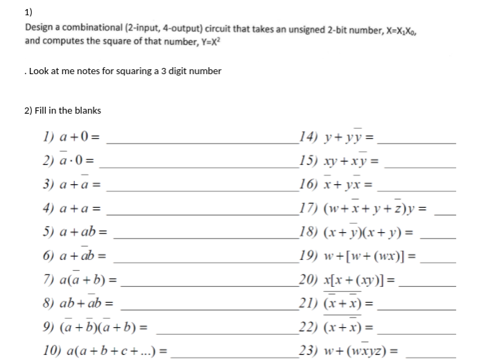 Solved 1) Design a combinational (2-input, 4-output) circuit | Chegg.com