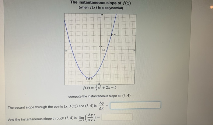 Solved The instantaneous slope of f(x) (when f(x) is a | Chegg.com