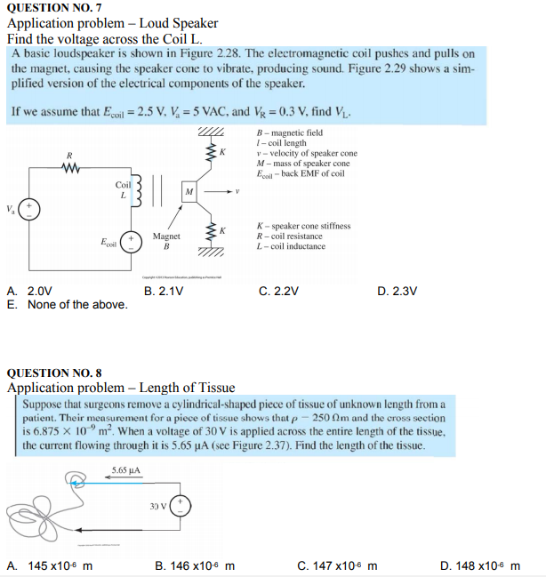 Solved QUESTION NO. 7 Application problem - Loud Speaker | Chegg.com