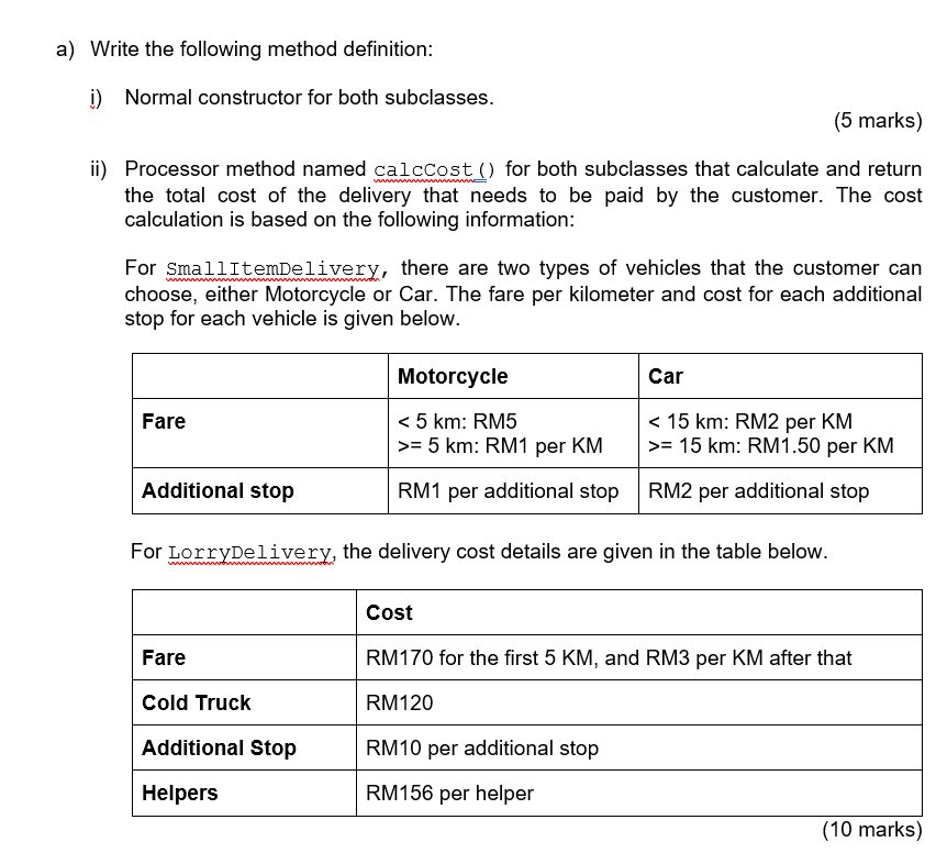 Solved Write the following method definition: i) Normal | Chegg.com