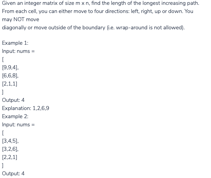 Solved Given an integer matrix of size m xn, find the length | Chegg.com