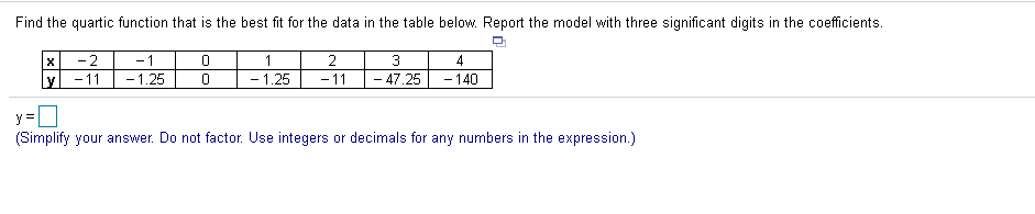 Solved Find the quartic function that is the best fit for | Chegg.com