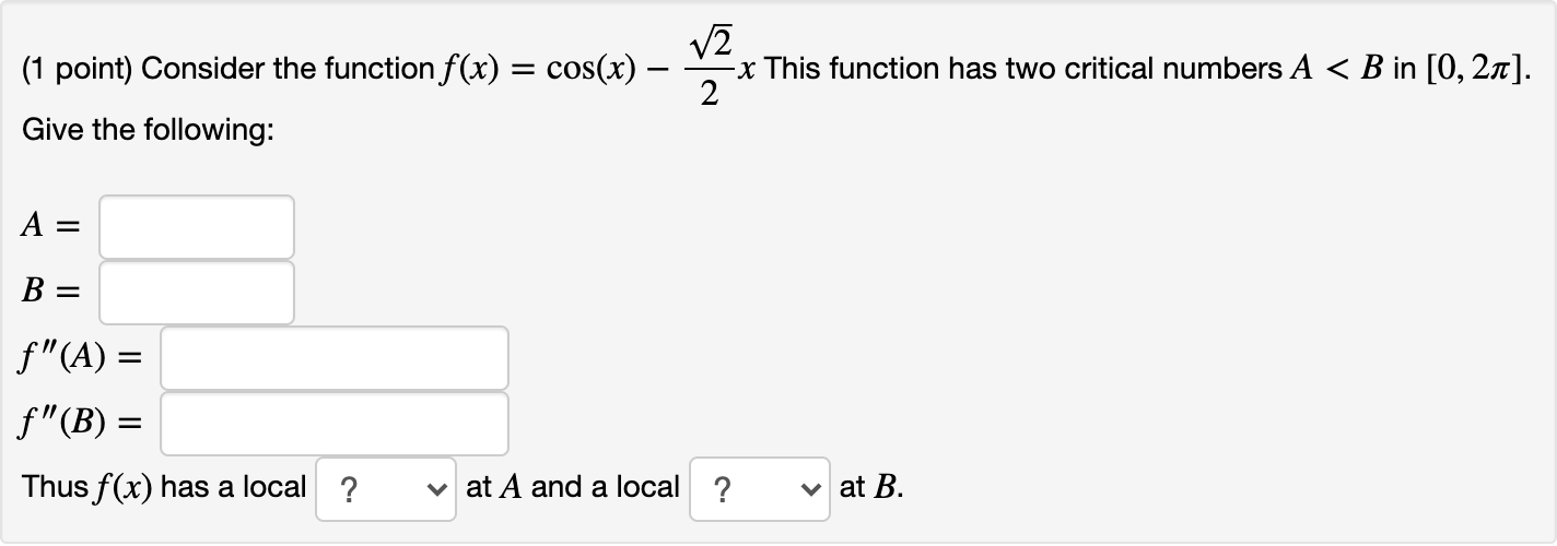Solved V2 (1 point) Consider the function f(x) = cos(x) – | Chegg.com