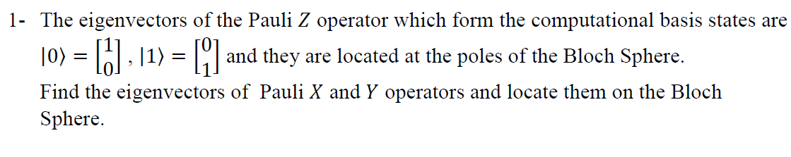Solved 1- The eigenvectors of the Pauli Z operator which | Chegg.com