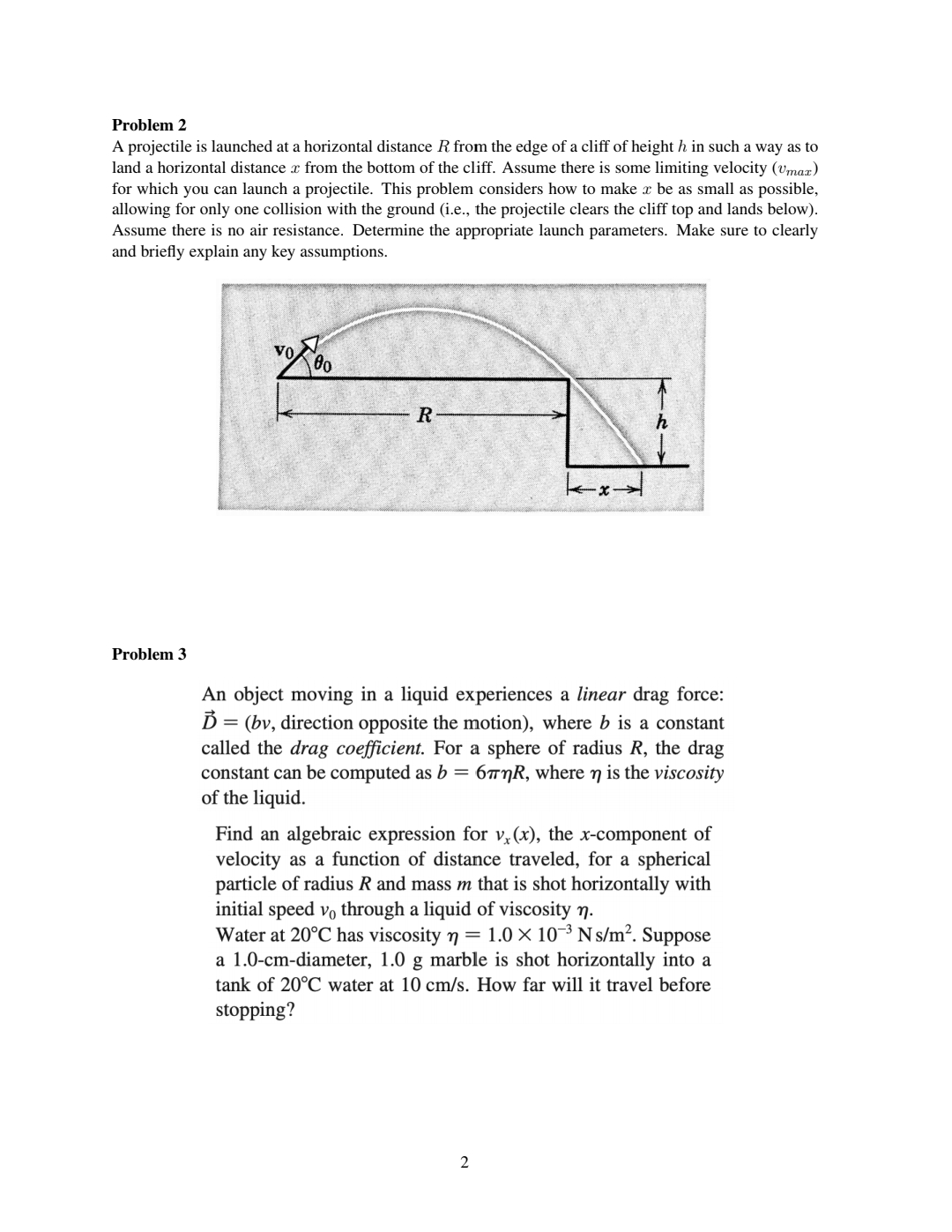 Solved Problem 2A projectile is launched at a horizontal | Chegg.com