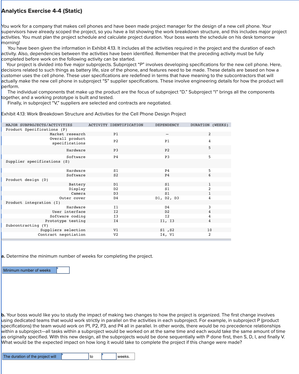 Solved Analytics Exercise 4-4 (Static) You work for a | Chegg.com