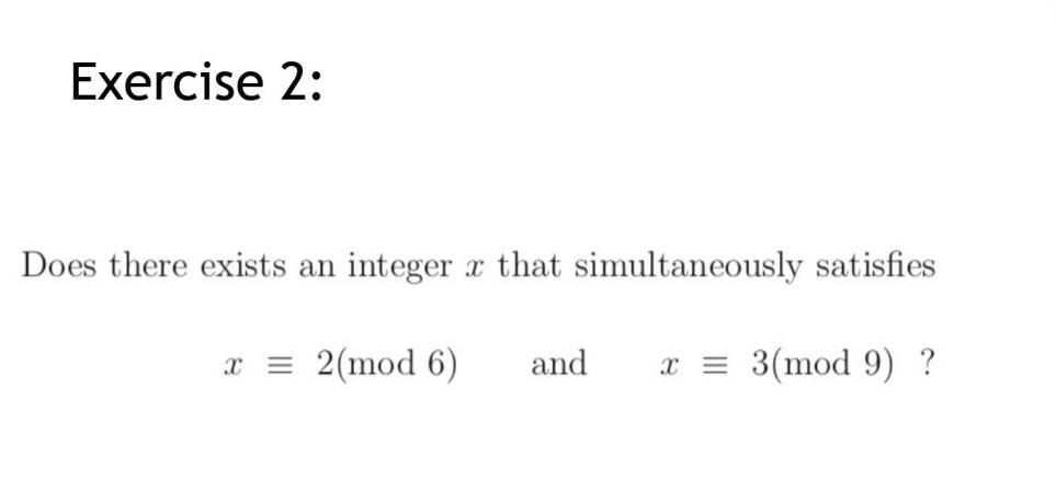 Solved Exercise 1: Find all integer solutions of A: 2x = | Chegg.com