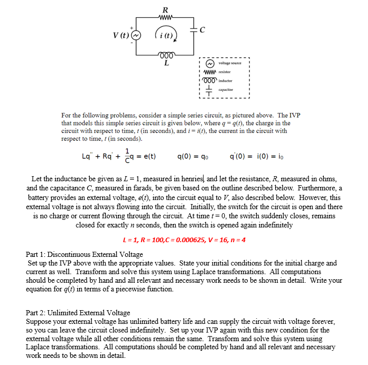 Solved For the following problems, consider a simple series | Chegg.com
