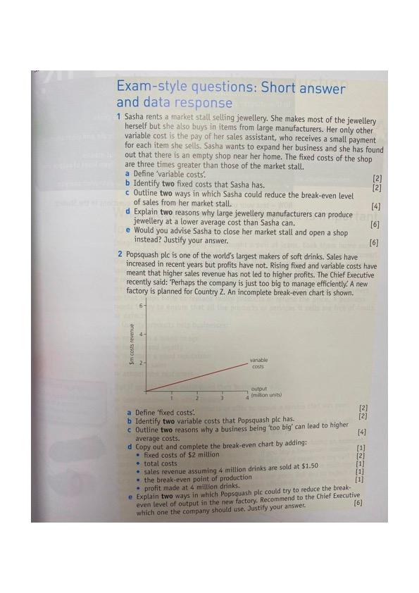 Solved Exam-style questions: Short answer and data response | Chegg.com