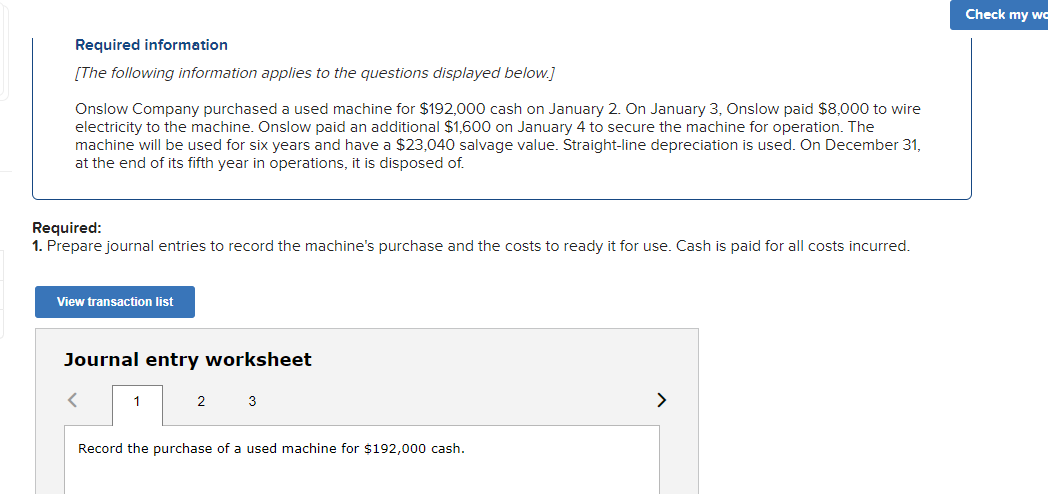 Solved Check my wc Required information [The following | Chegg.com