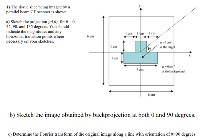 1) The tissue slice being imaged by a parallel beam | Chegg.com