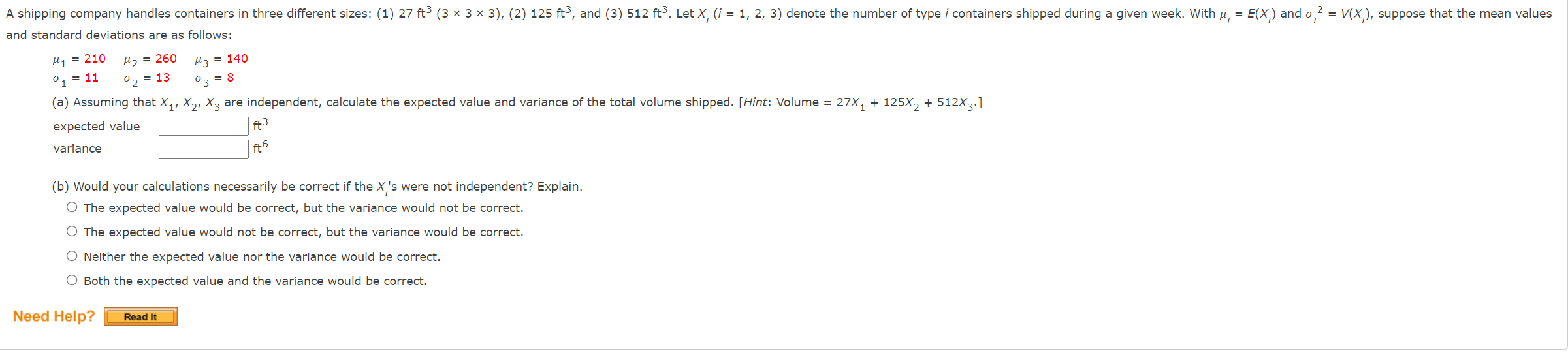 Solved A shipping company handles containers in three | Chegg.com