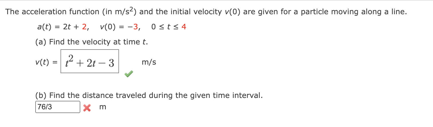 Solved The acceleration function (in m/s2 ) and the initial | Chegg.com