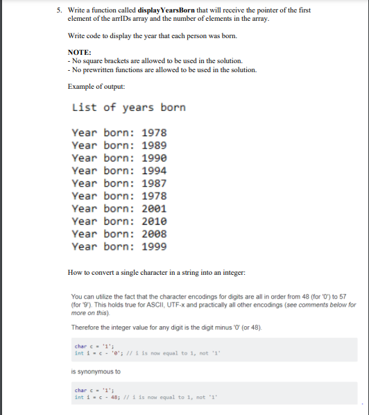 Solved 1. Declare an array called arriDs that is able to | Chegg.com