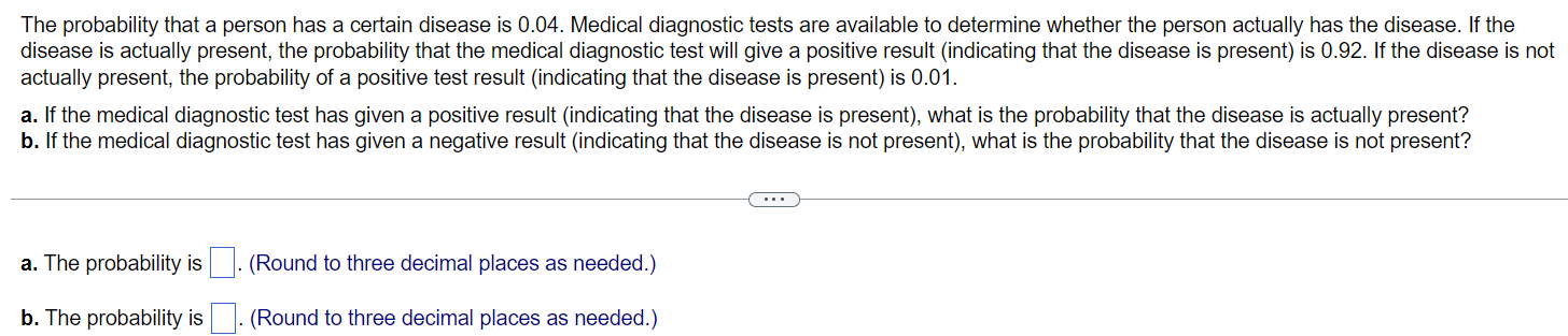 Solved The probability that a person has a certain disease | Chegg.com