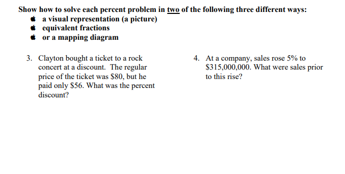 Solved Show how to solve each percent problem in two of the | Chegg.com
