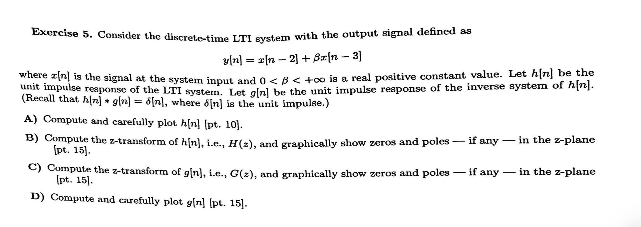 Solved Exercise 5. Consider the discrete-time LTI system | Chegg.com