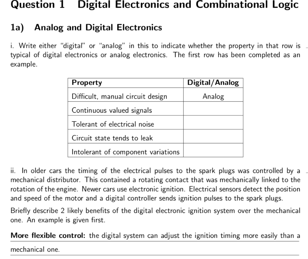 Solved Question 1 Digital Electronics and Combinational | Chegg.com