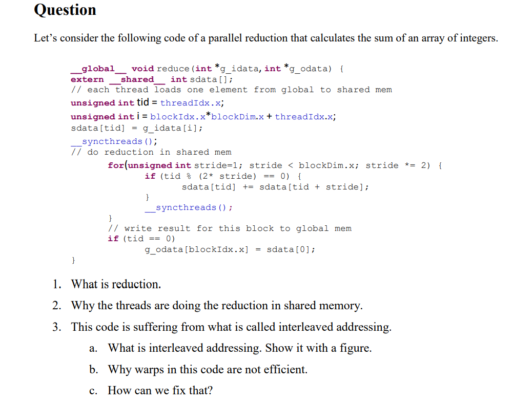 Solved et's consider the following code of a parallel | Chegg.com