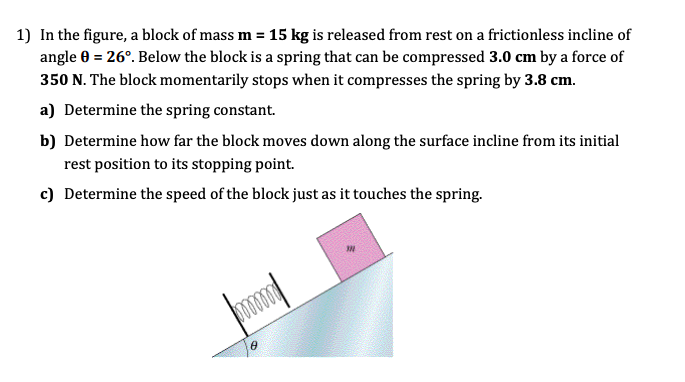 Solved In the figure, a block of mass m=15 kg is released | Chegg.com