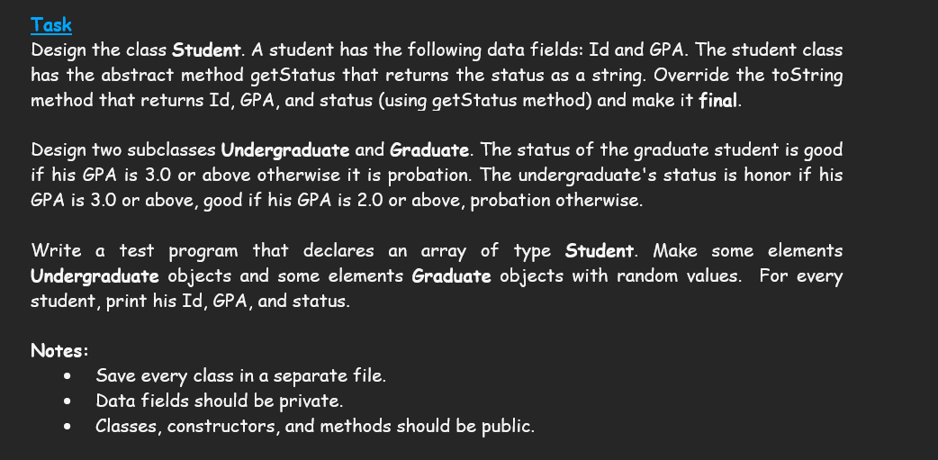 Solved Task Design the class Student. A student has the | Chegg.com