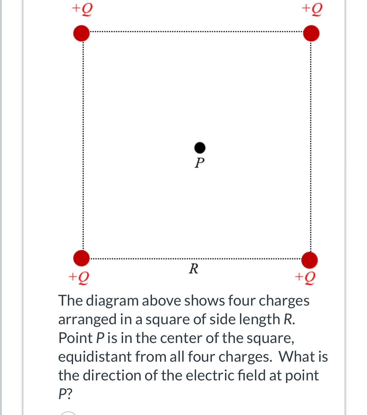 Solved The diagram above shows four charges arranged in a | Chegg.com