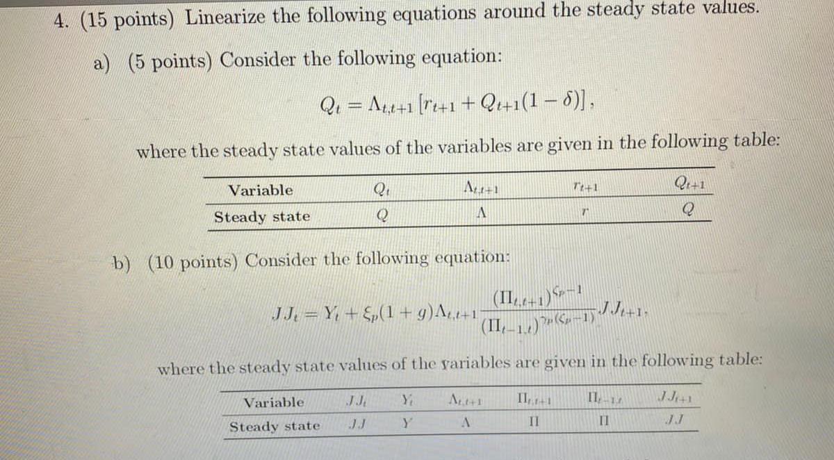 4. (15 points) Linearize the following equations | Chegg.com
