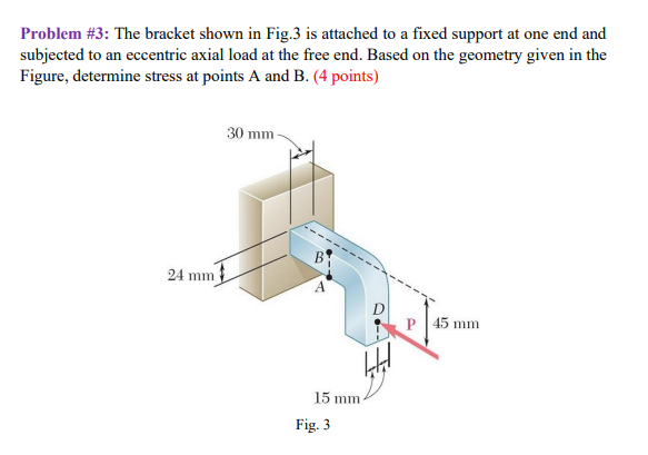 Solved Problem #3: The bracket shown in Fig.3 is attached to | Chegg.com
