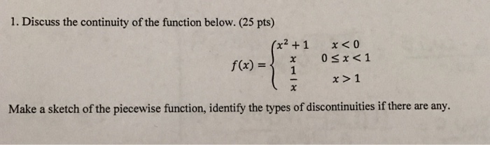Solved: Discuss The Continuity Of The Function Below. F(x)... | Chegg.com