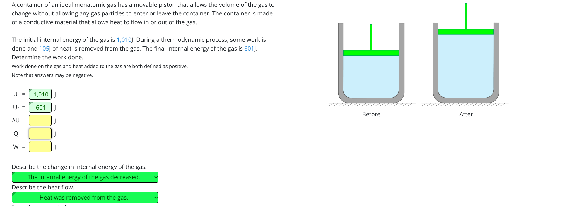 Solved A container of an ideal monatomic gas has a movable | Chegg.com