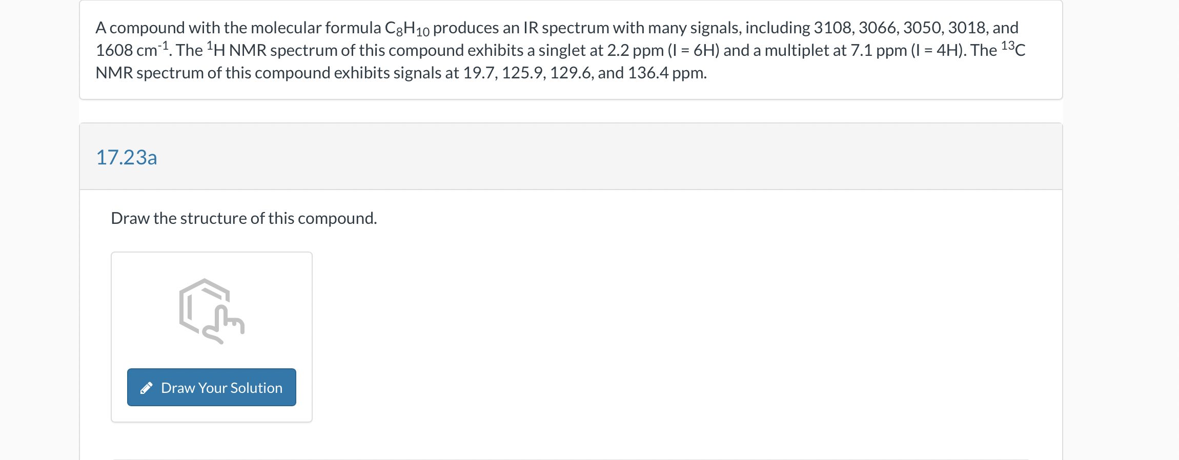 Solved A compound with the molecular formula C8H10 produces | Chegg.com