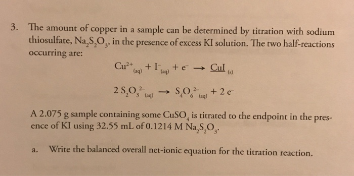 Solved The amount of copper in a sample can be determined by | Chegg.com