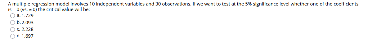 Solved A multiple regression model involves 10 ﻿independent | Chegg.com