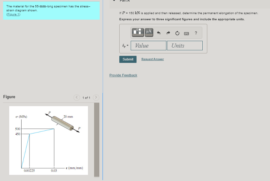 Solved The material for the 55-mm-long specimen has the | Chegg.com