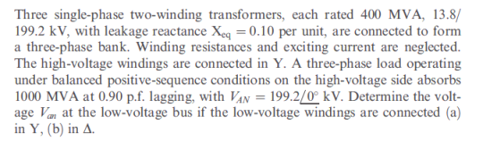 Solved Three single-phase two-winding transformers, each | Chegg.com