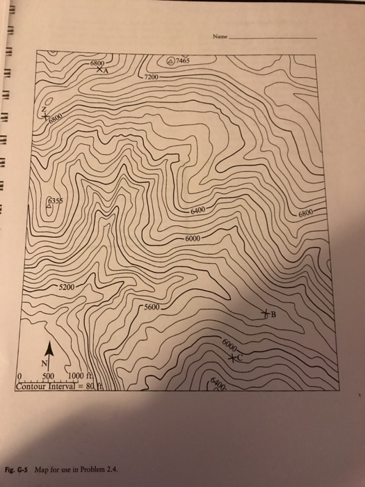 Solved Problem 2.4 iTI Figure G-5 is a topographic map. | Chegg.com